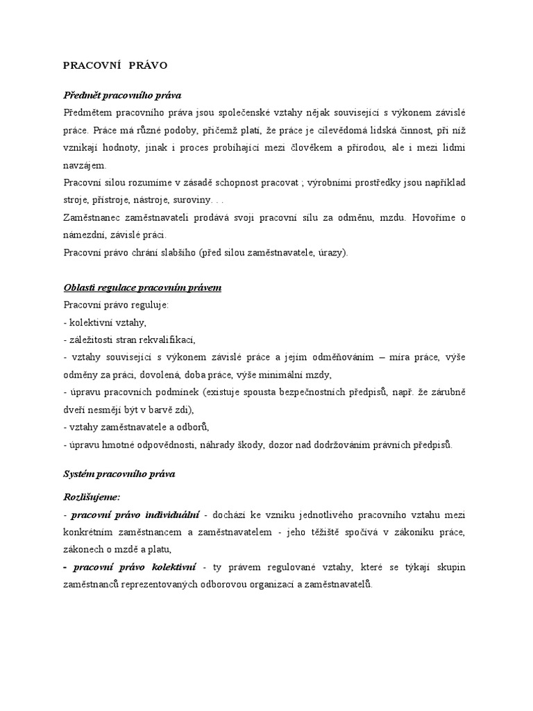 Pracovní Právo 20 | PDF