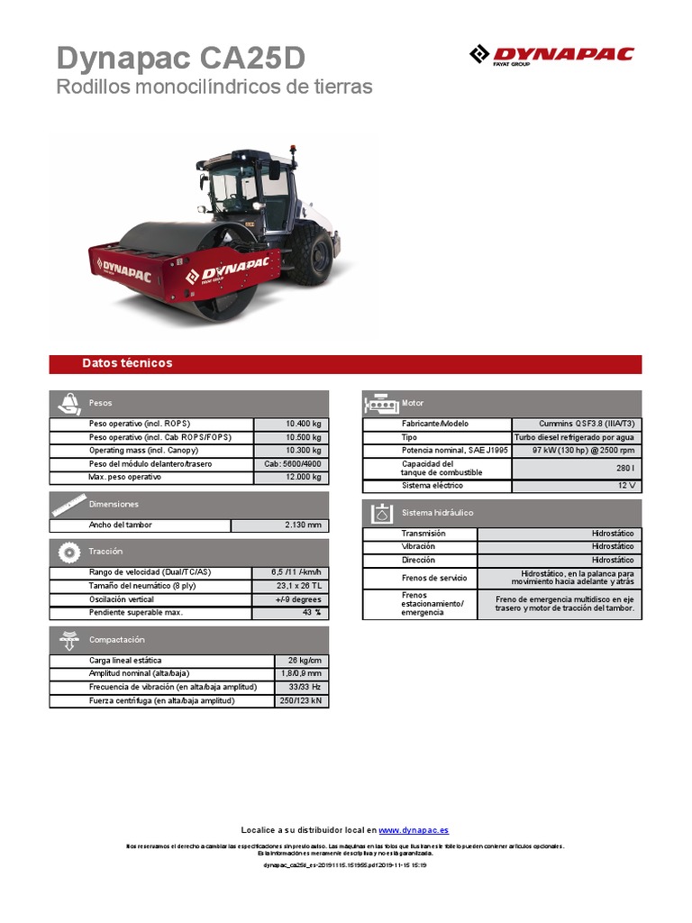Dynapack CA25D | PDF | Vehículos | Vehículo de motor