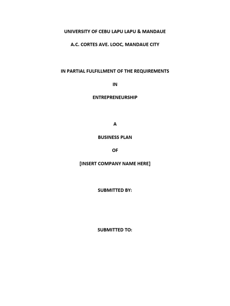 Entrep Business Plan Template | PDF | Marketing | Balance Sheet