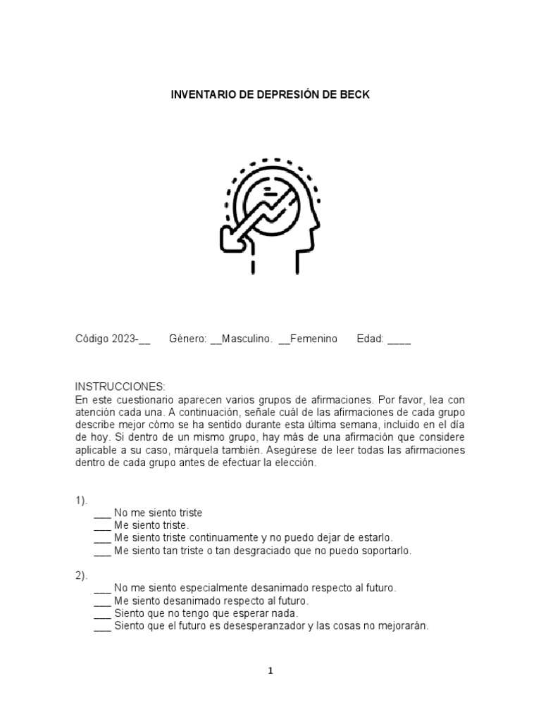 Test Beck Depresión | PDF | Depresión (estado de ánimo)