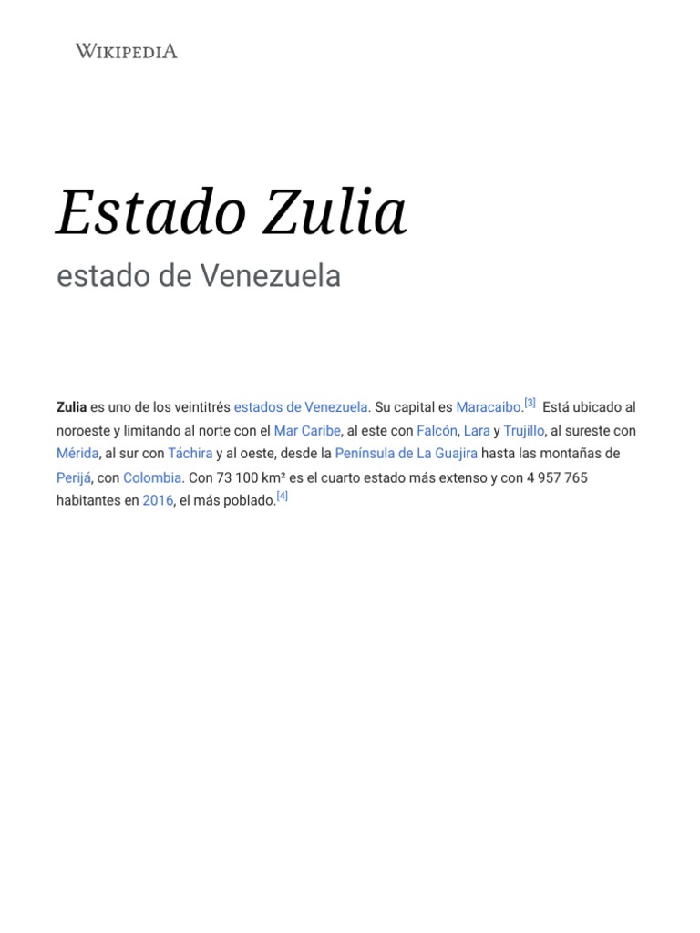 Estado Zulia - Wikipedia, La Enciclopedia Libre | PDF