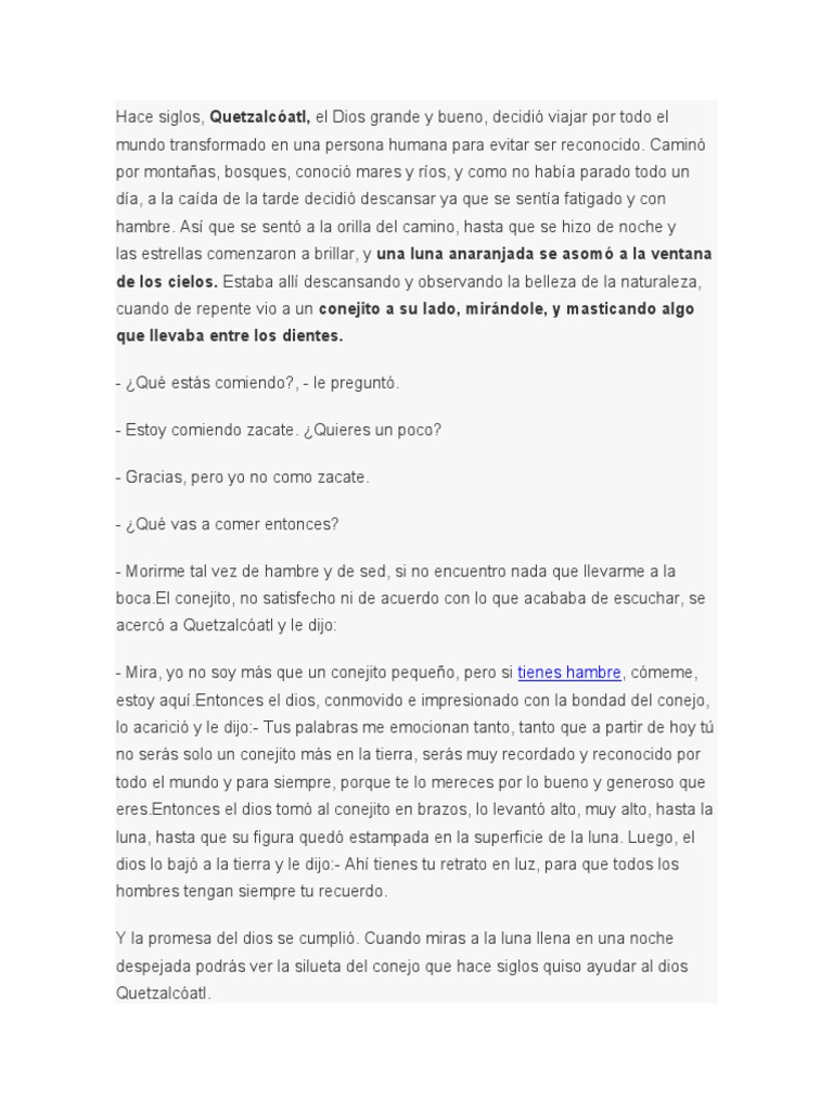 El Conejo De La Luna Y Quetzalcóatl Pdf