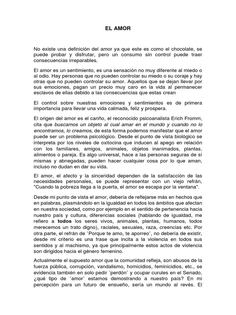 El Amor | PDF | Amor | Sicología
