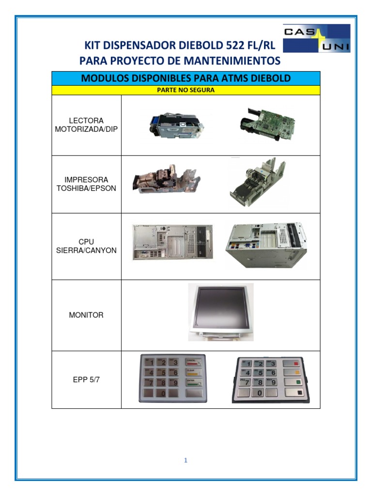 Modulos para Mantenimiento Diebold 522 | PDF | Electrónica | Ingenieria ...