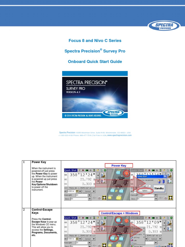 Spectra Precision Survey Pro Onboard Quick Start Guide | PDF ...