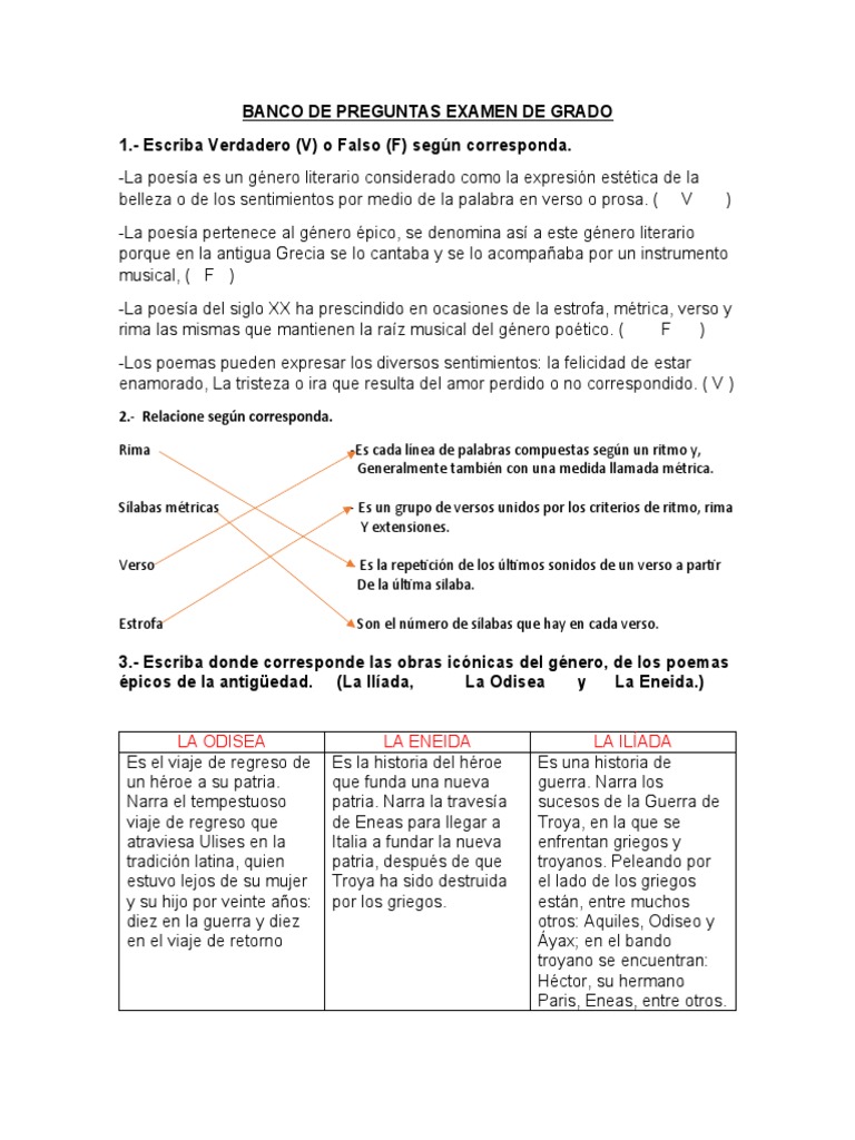 Banco de Preguntas Con Respuestas | PDF | Poesía
