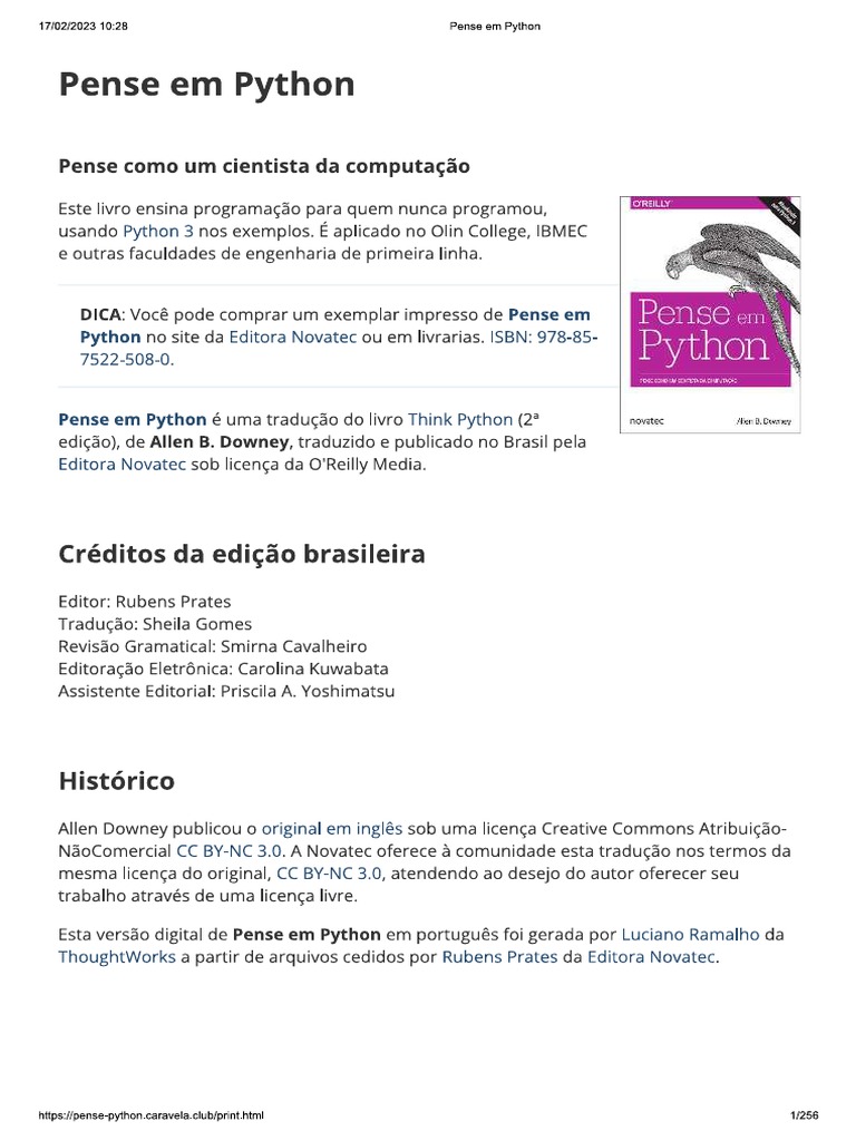 Pense em Python - Livro Python | PDF