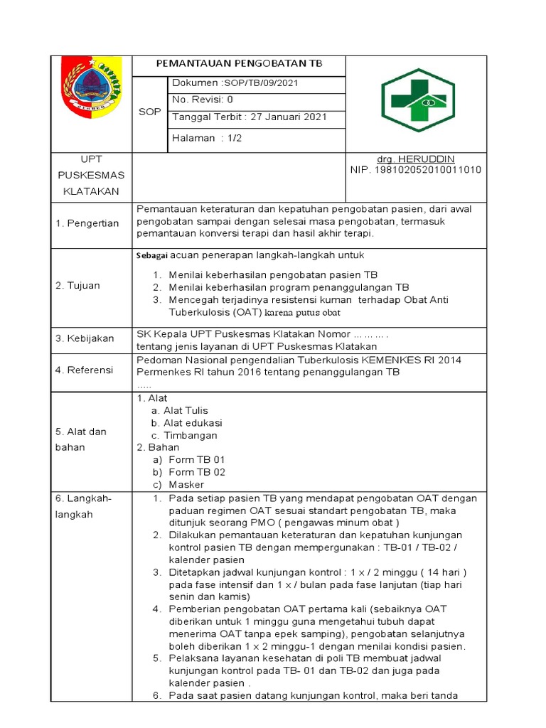 Sop Pemantauan Pengobatan TB | PDF | Pengembangan Diri | Kesehatan Holistik