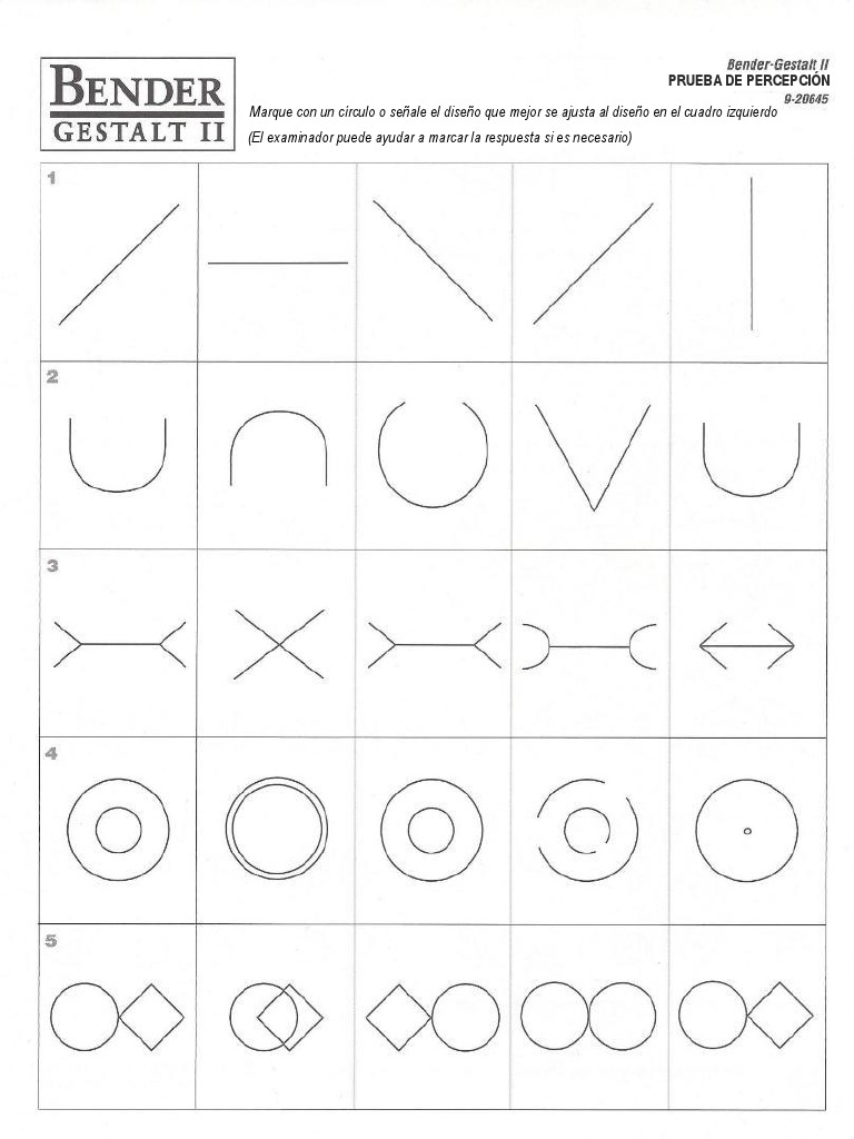 Subpruebas BENDER 2 - PRUEBA DE PERCEPCION | PDF
