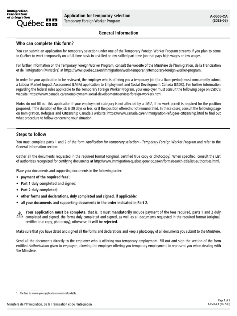 Temporary Foreign Worker Program Guide | PDF | Payments | Foreign Worker