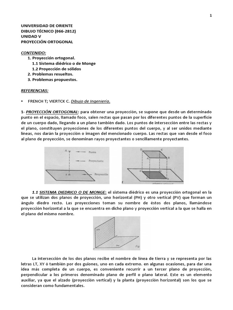 UNIDAD V Proyección Ortogonal | PDF | Geometría | Geometria clasica