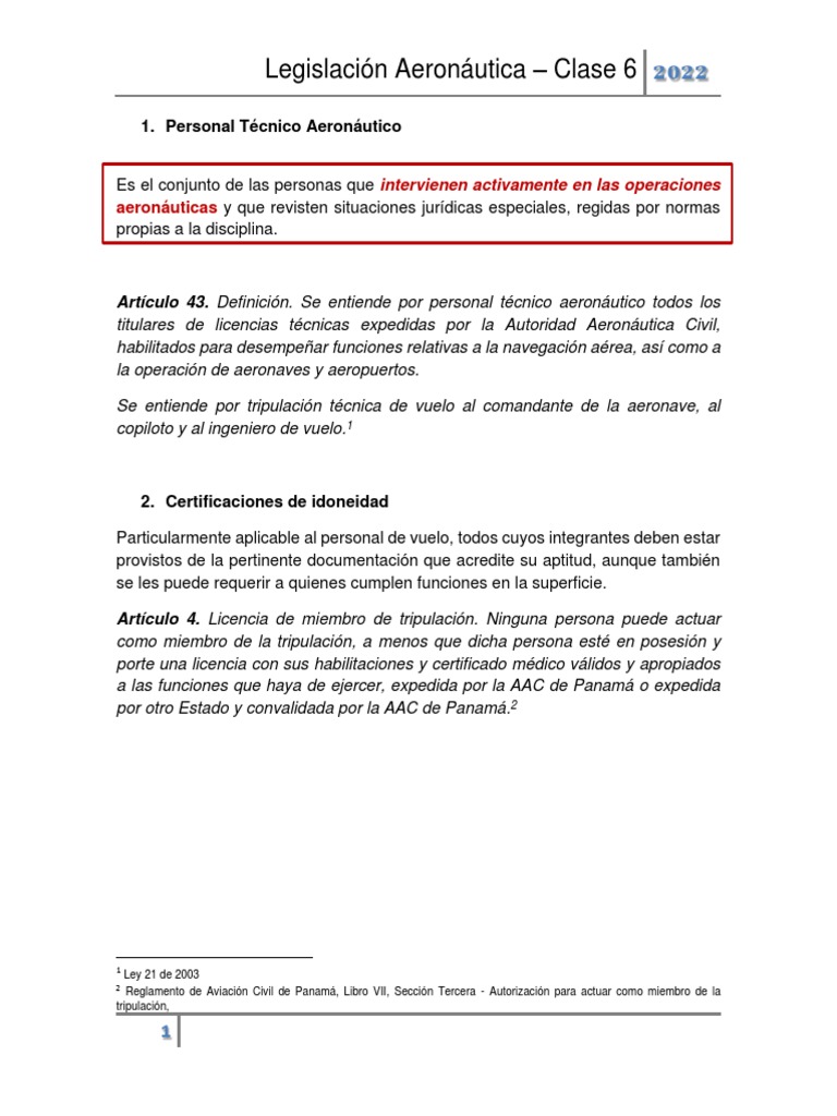 Legislación Aeronáutica – Clase 6 2022: Análisis del Marco Legal y ...