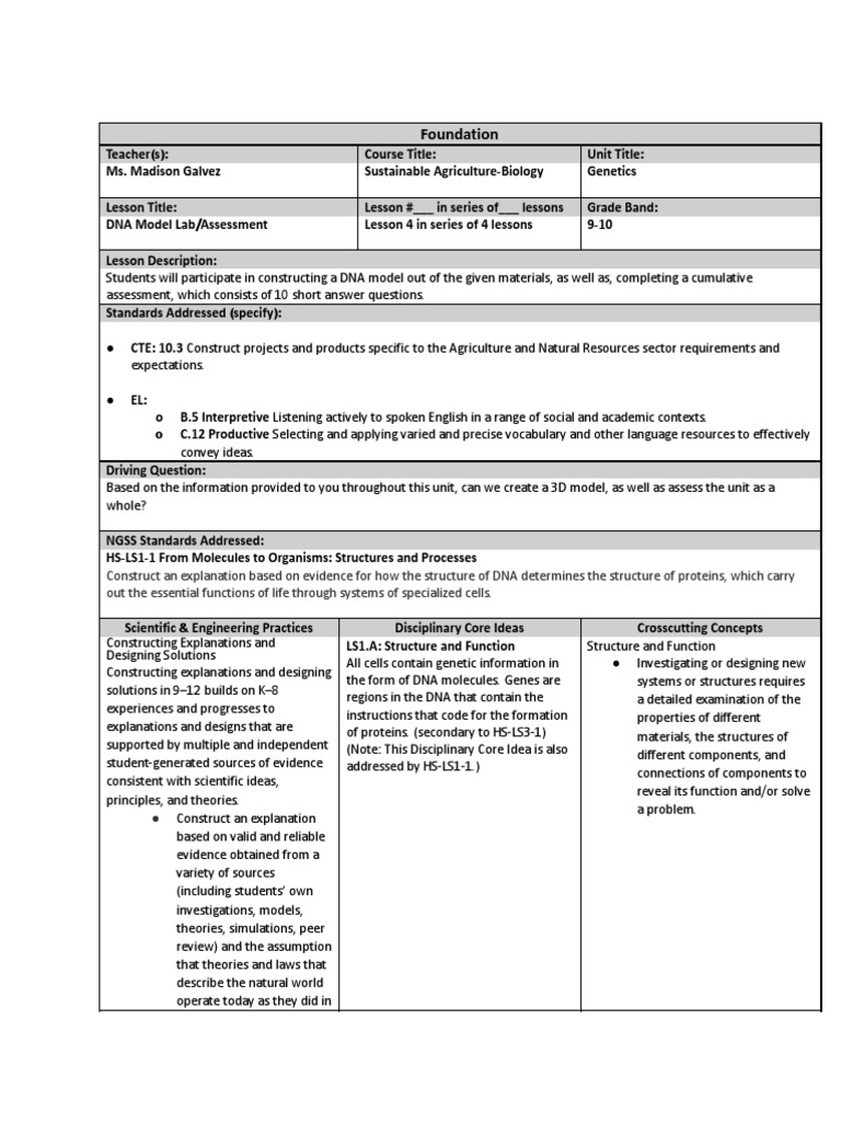 Go React Lesson Plan | PDF | Genetics | Dna