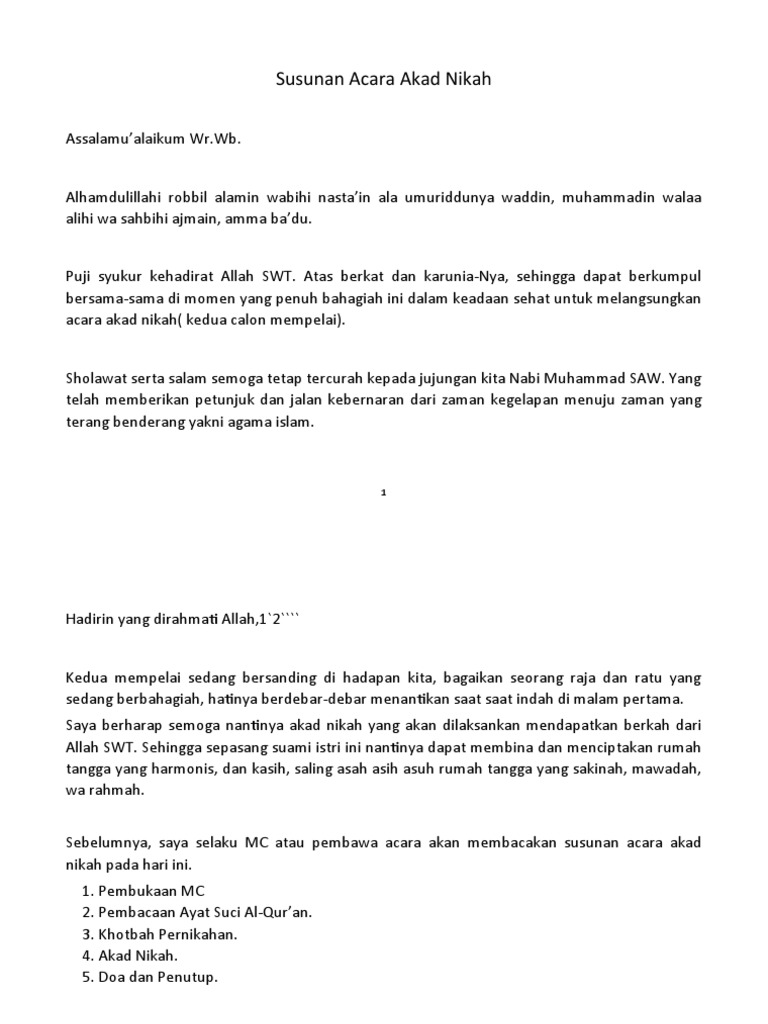 Susunan Acara Akad Nikah | PDF | Hukum
