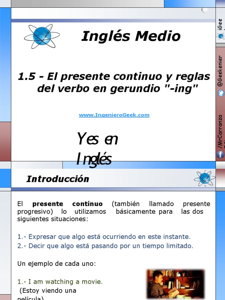 Presentación de Ing | PDF | Verbo | Mecánica del lenguaje