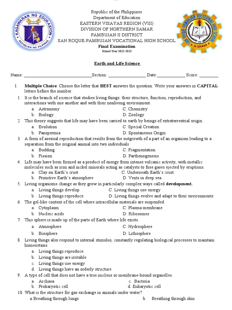 Understanding Earth and Life Science: A Comprehensive Final Exam for ...