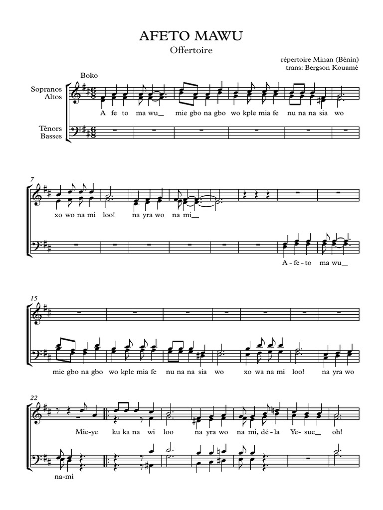 AFETO MAWU - Partition Complète | PDF