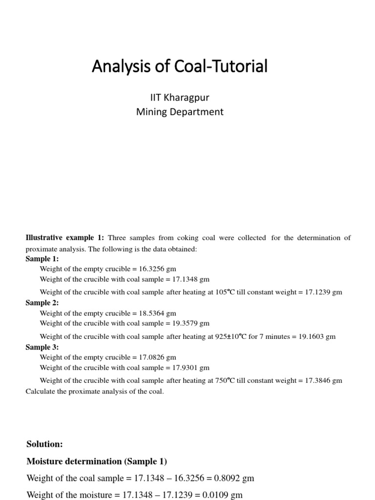 Analysis of Coal-Tutorial | PDF | Coke (Fuel) | Coal