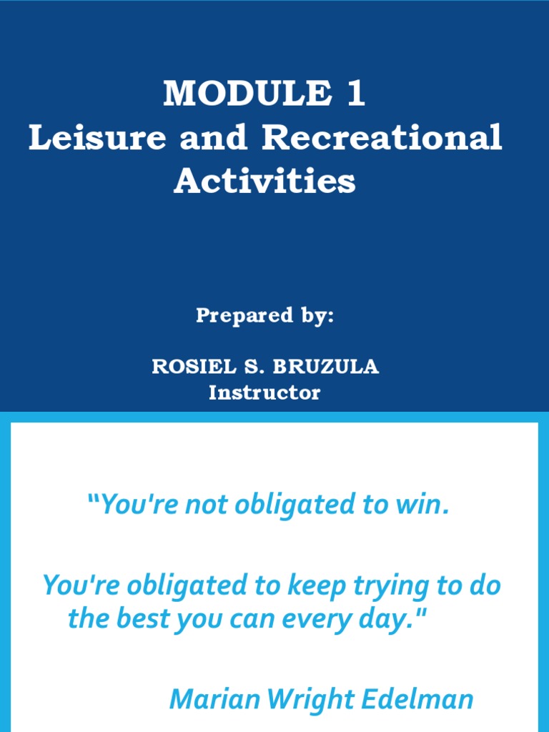 Lesson 1 Leisure and Recreational Activities | PDF | Recreation | Leisure