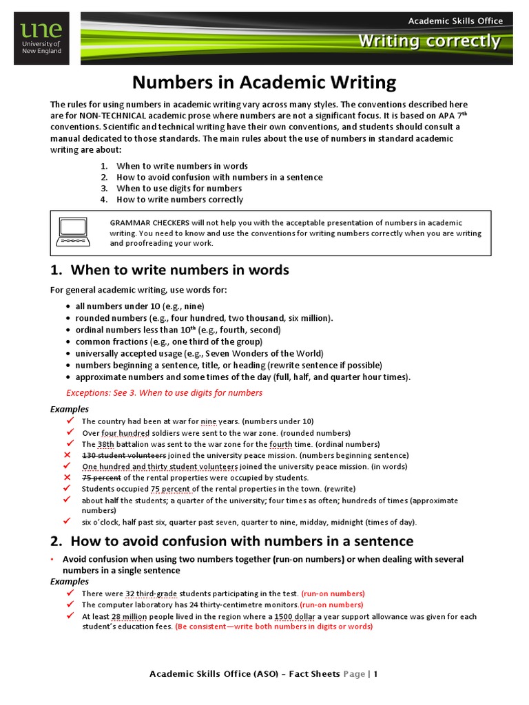 Guidelines for Numbers in Academic Writing | PDF | Anno Domini ...
