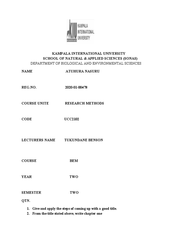 Research Method Course Work | PDF | Air Pollution | Human Impact On The ...