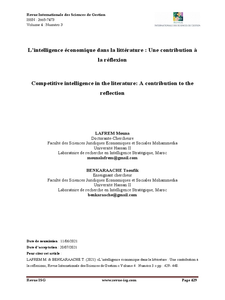 Intelligence Économique : Concepts et Défis | PDF | Informations | Sécurité