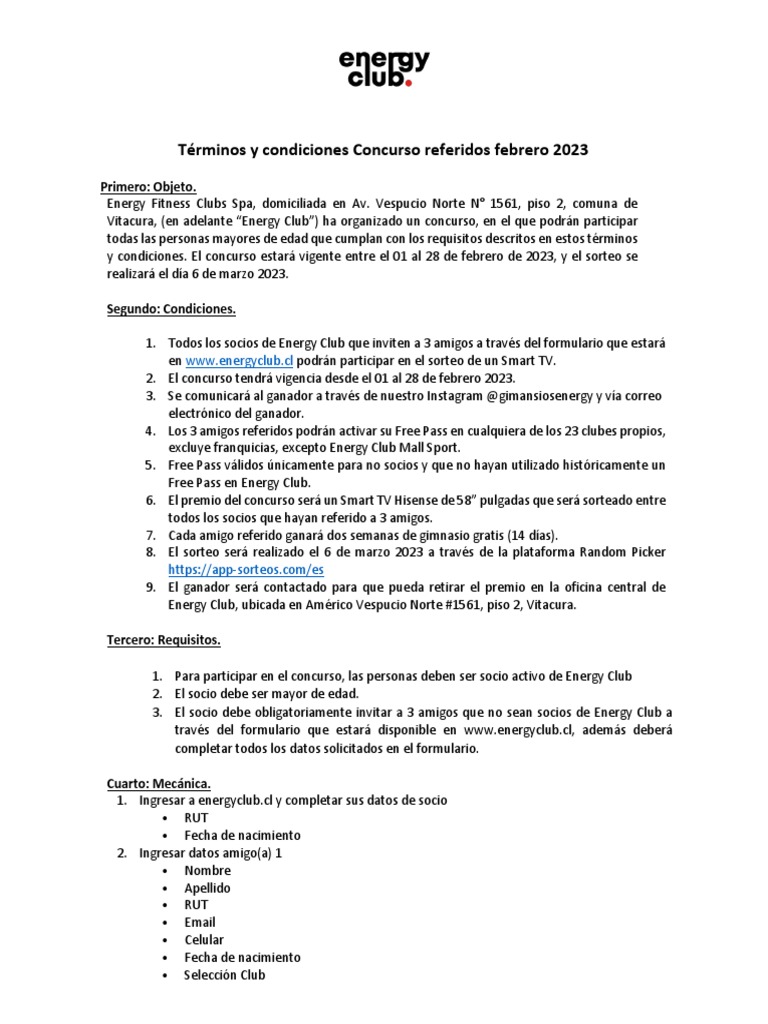 Terminos y Condiciones Concurso Referidos Febrero 2023 | PDF