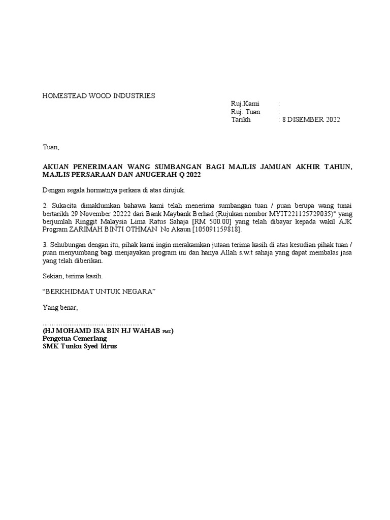 Surat Akuan Terima | PDF