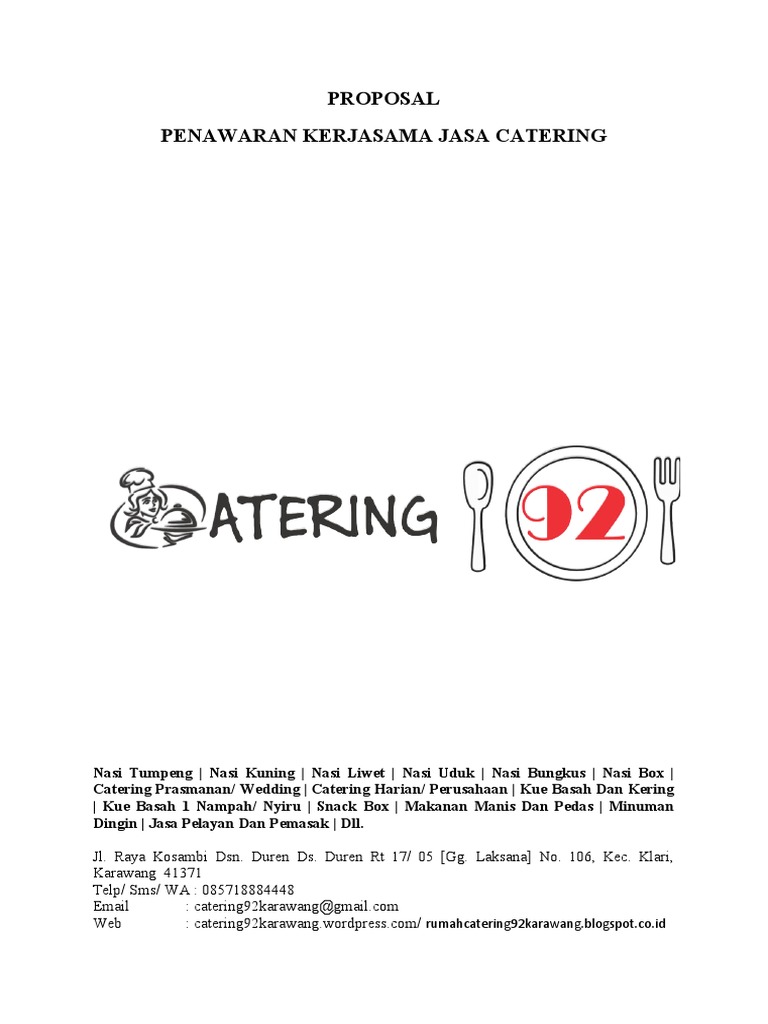 Proposal Penawaran Kerjasama Catering | PDF | Bisnis | Memasak, Makanan ...