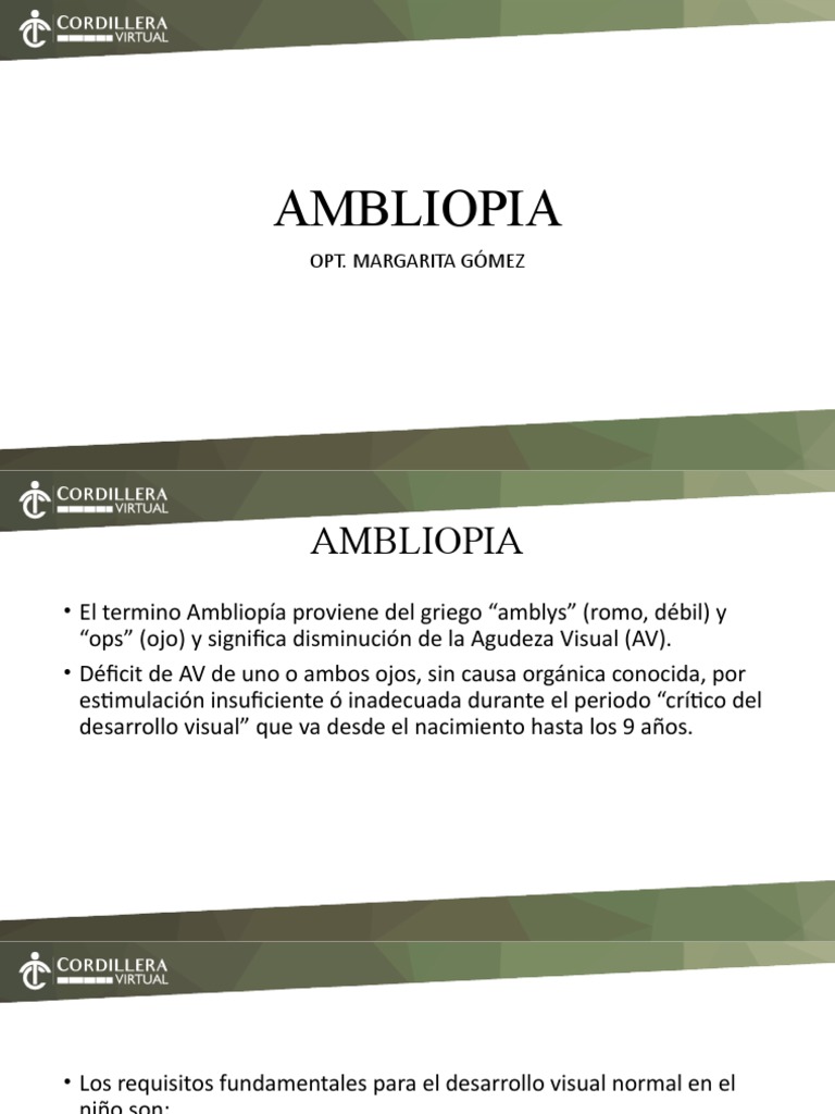 AMBLIOPIA | PDF | Ojo humano | Percepción visual