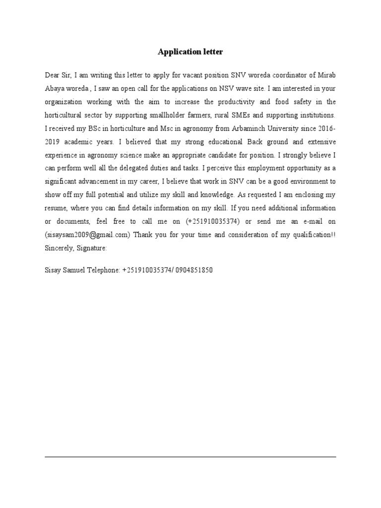 SNV Application For Mirab | PDF