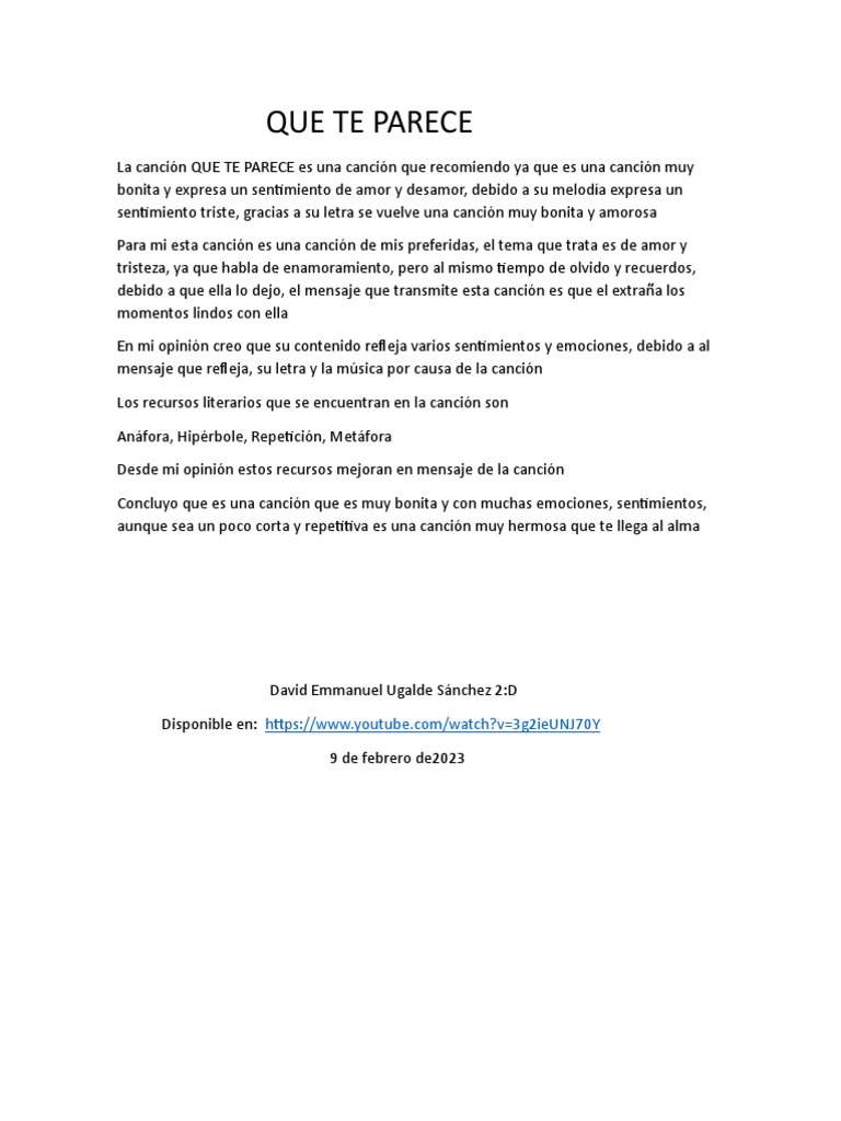 Que Te Parece | PDF