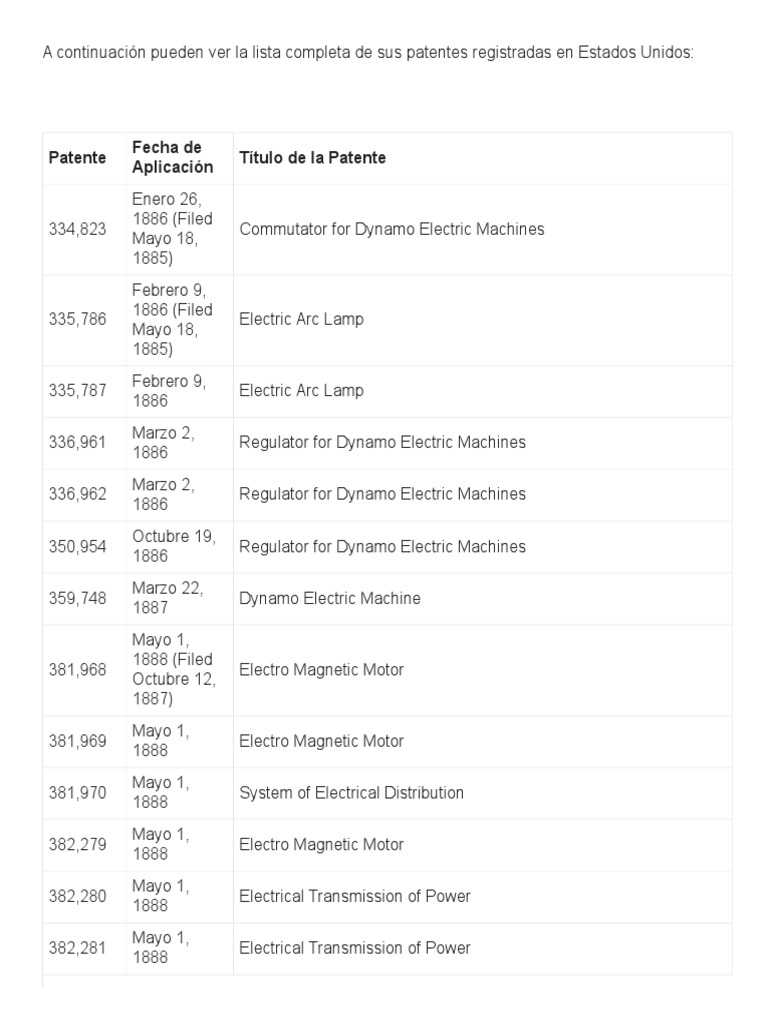 Patentes de Nikola Tesla en EE.UU. | PDF