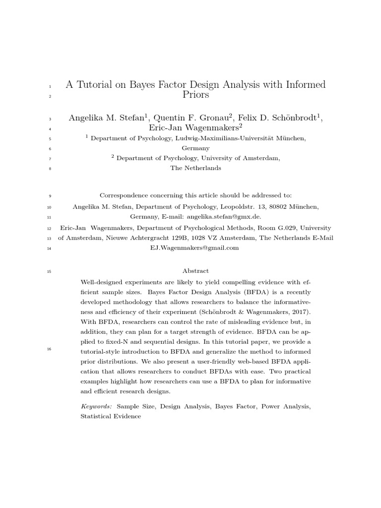 Bayes factor design analysis with informed priors | PDF | Effect Size | Statistical Hypothesis ...
