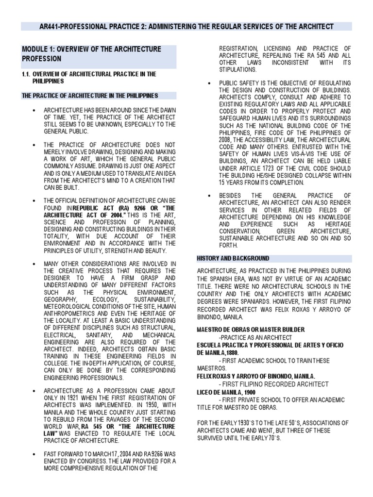 Module 1 2 | PDF | Architect | Profession