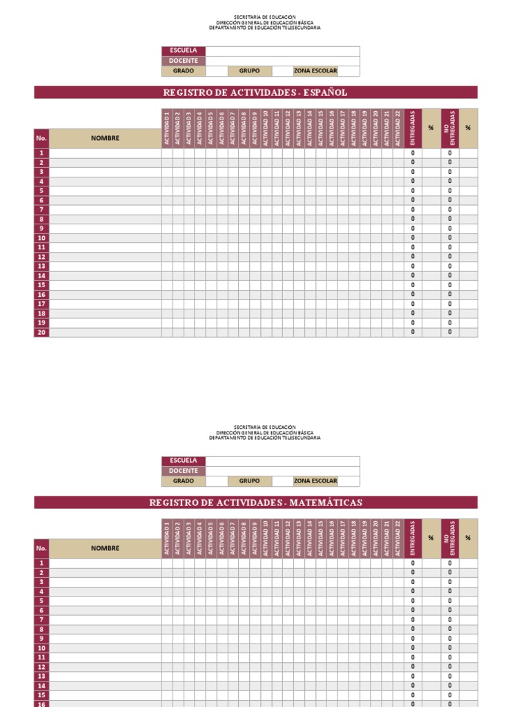 Formato - Registro de Actividades | PDF | Organizaciones educativas ...
