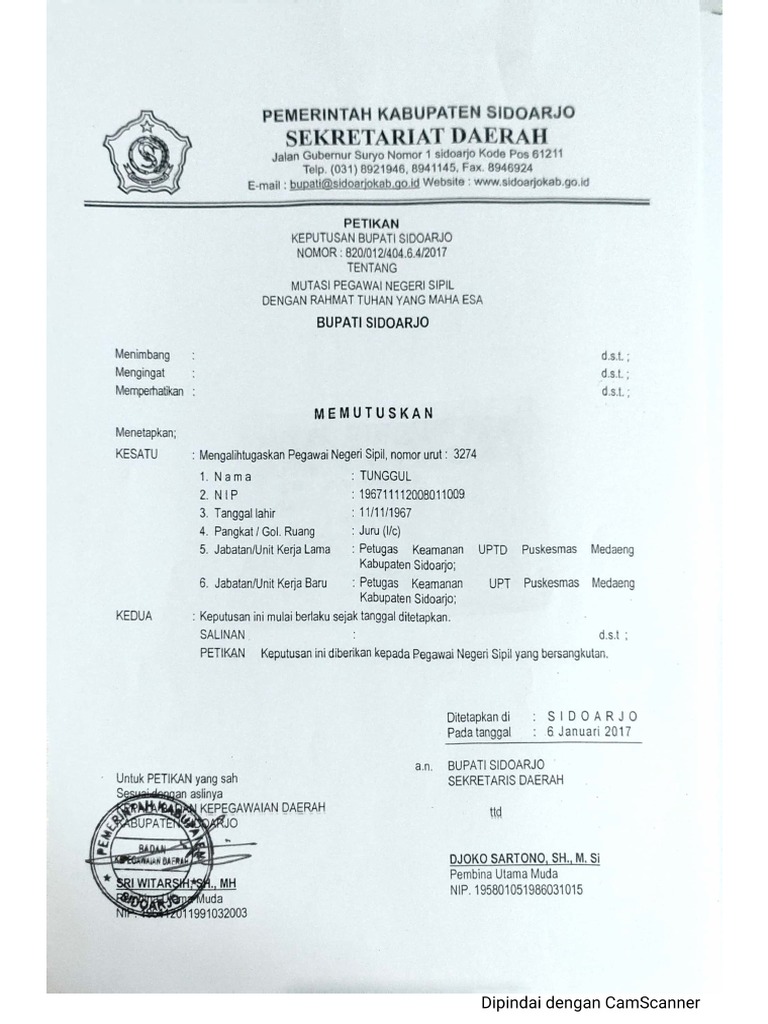 SK Jabatan Dan Pangkat Terakhir | PDF