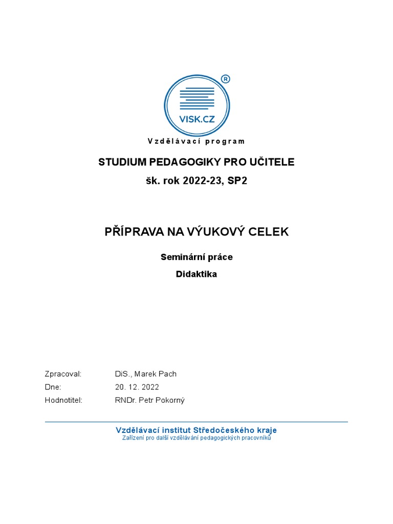 Priprava Hodiny Marek Pach | PDF