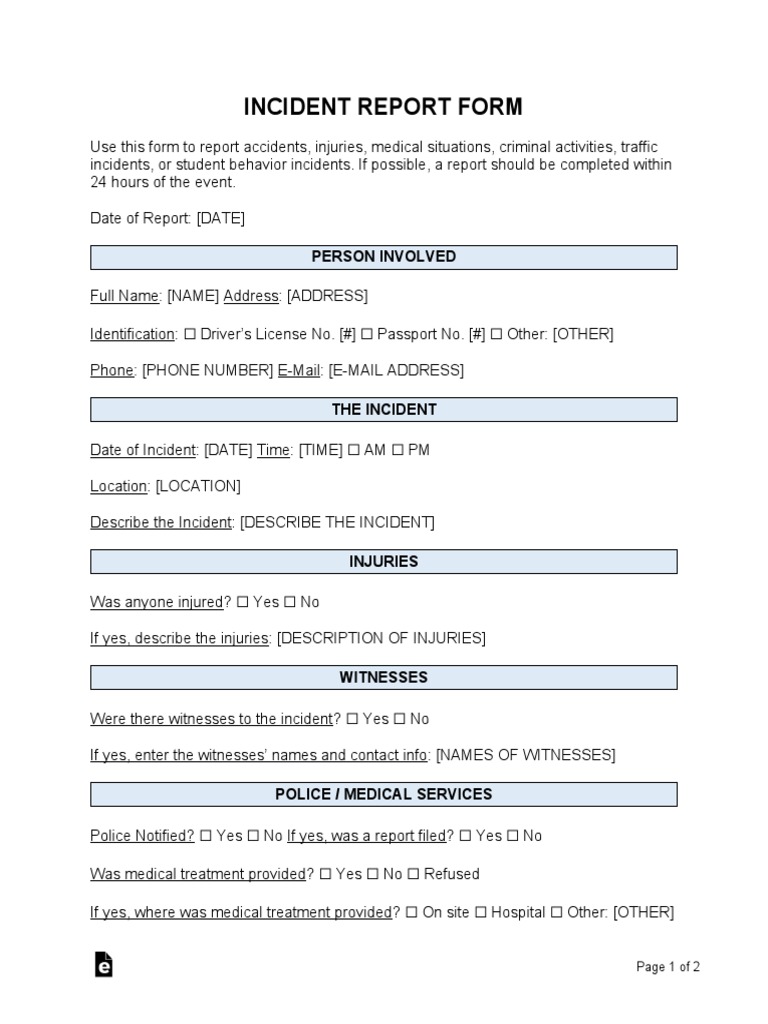 Incident Report Form Template | PDF | Social Science | Law