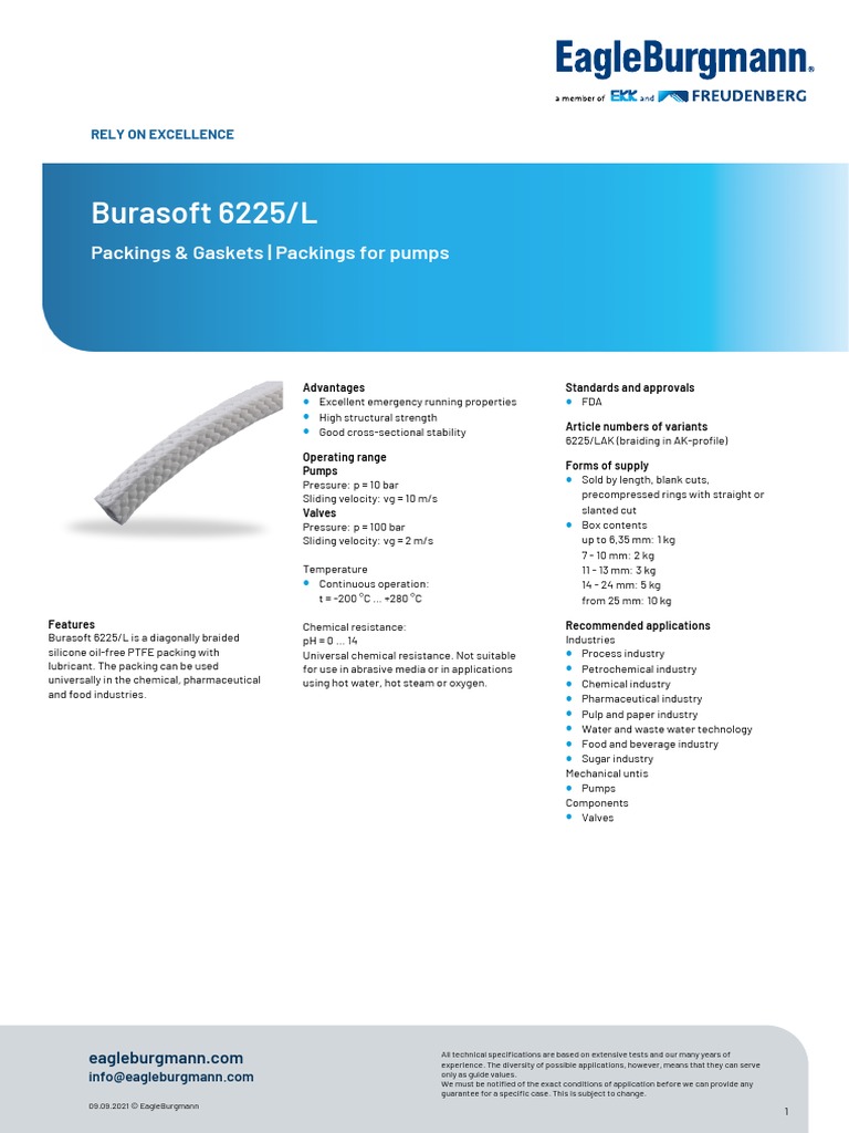 EagleBurgmann - Burasoft 6225 - L - EN | PDF | Water | Pump