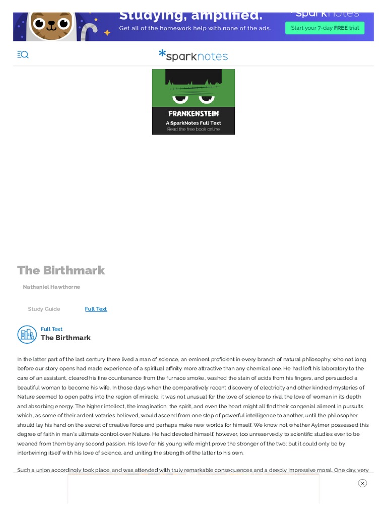 The Birthmark - Full Text | PDF | Love | Science