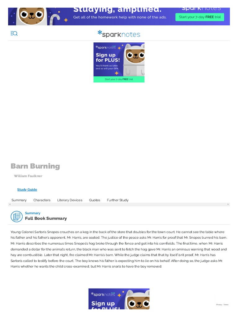 Barn Burning - Full Book Summarypdf | PDF