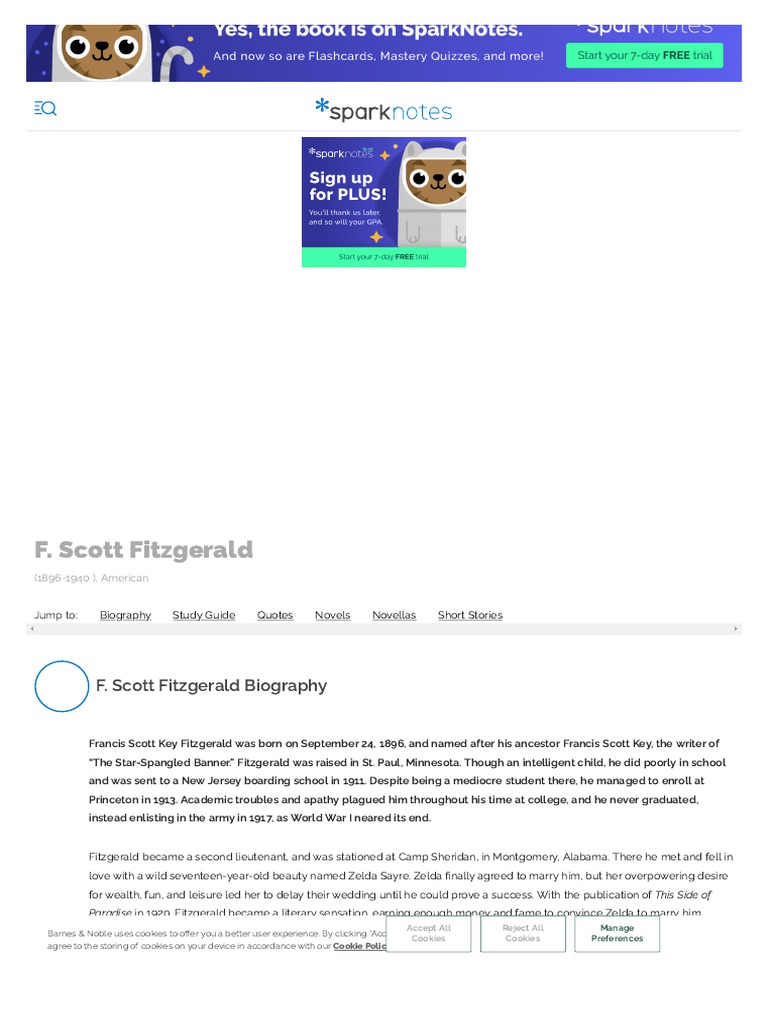 F. Scott Fitzgerald Biography, Works, and Quotes | PDF | F. Scott ...