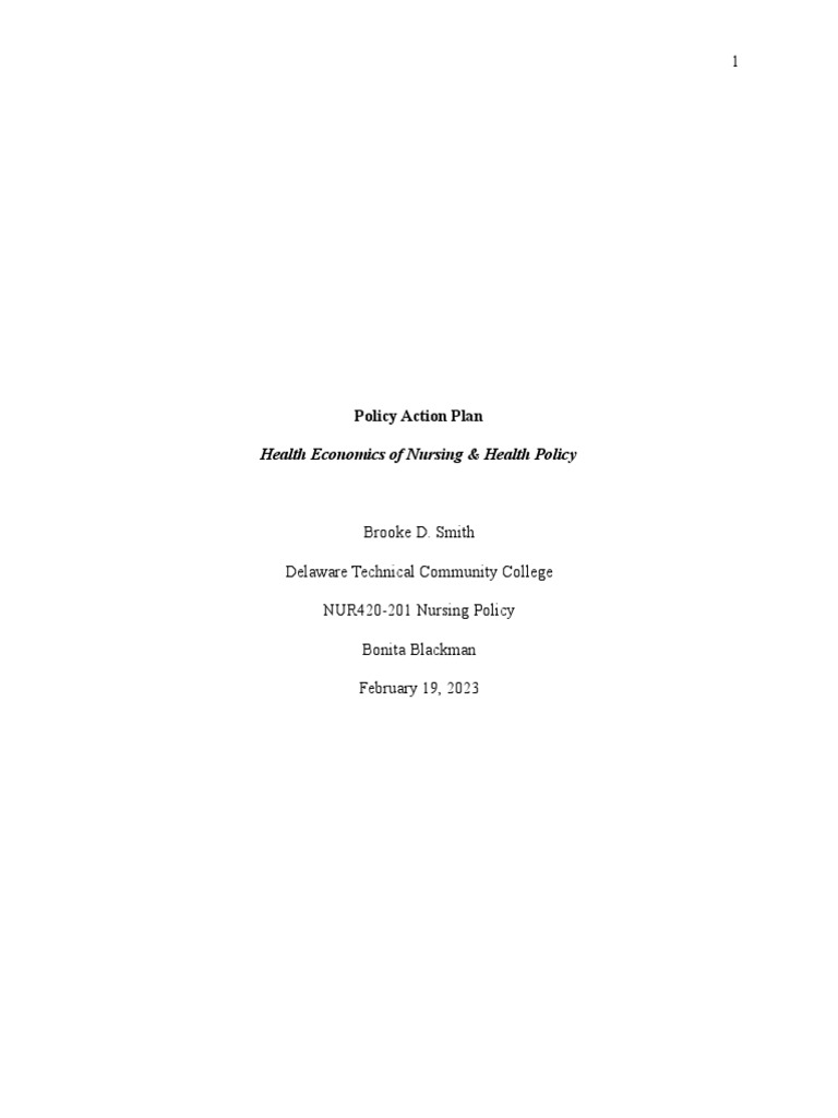 Policy Action Plan Nur 420 1 1 | PDF | Public Services | Social Programs