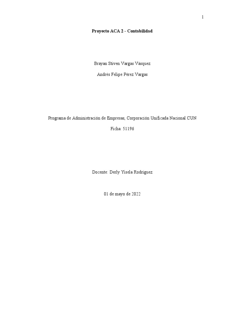 Proyecto ACA 2 Contabilidad | PDF | Contabilidad | Estado financiero