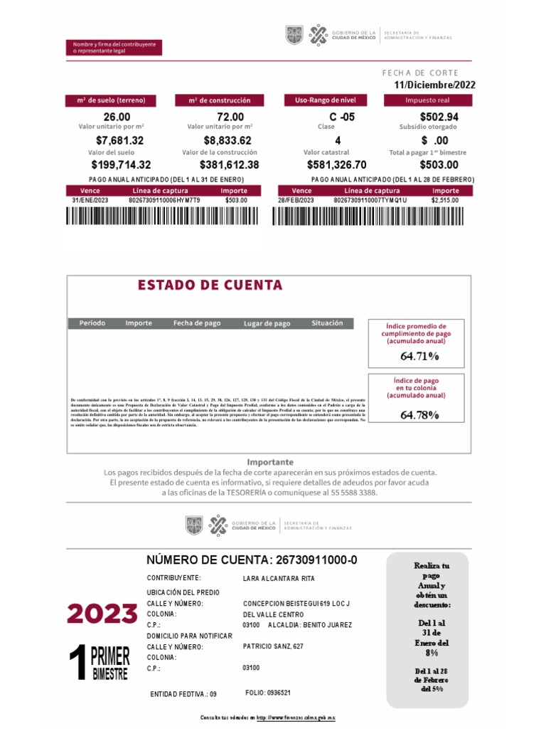 Recibo de Predio Editable | PDF | Gobierno