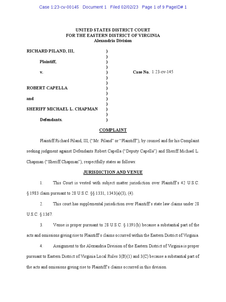 Piland Complaint | PDF | Negligence | Complaint