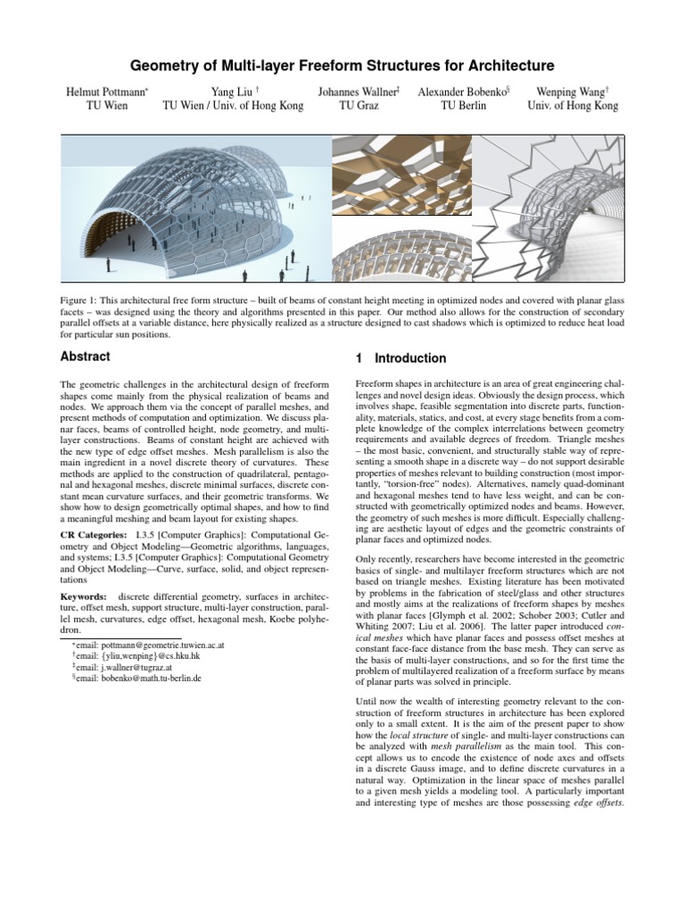 Geometry of Multi-Layer Freeform Structures For Architecture | PDF ...