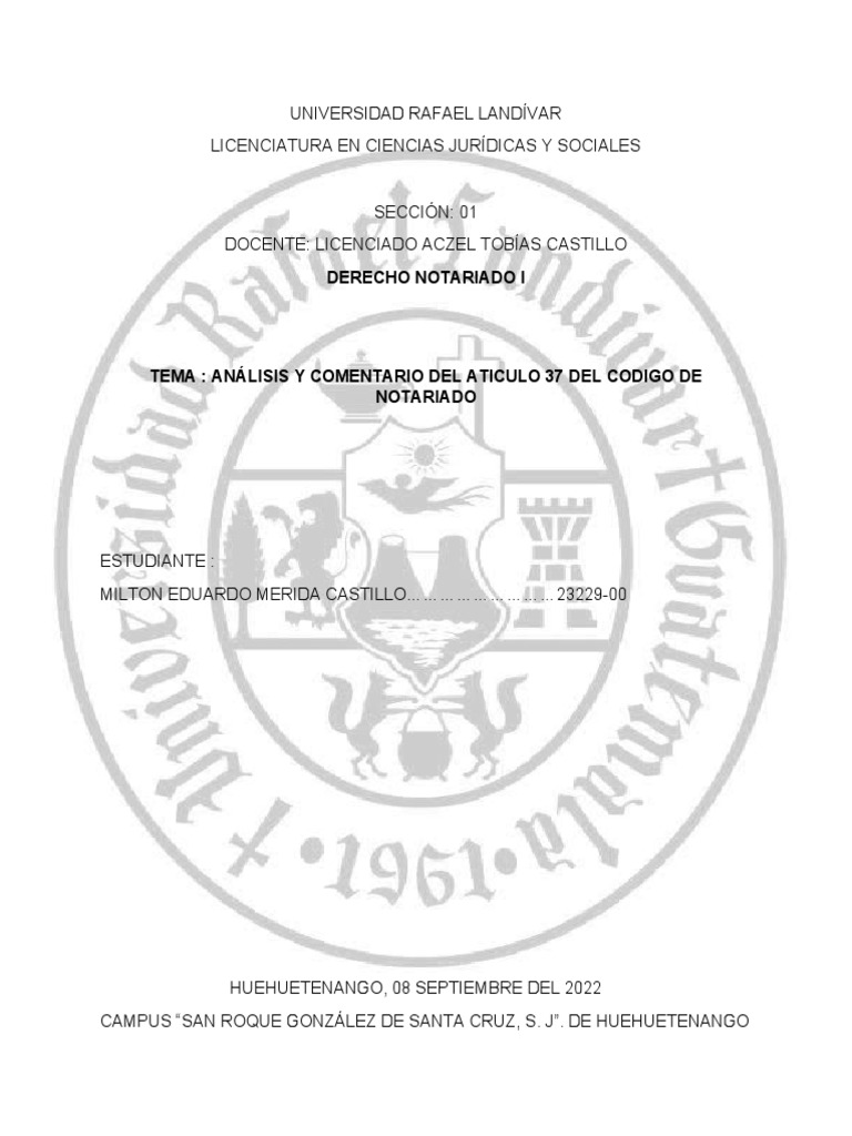 Analisis y Comentario Articulo 37 Codigo de Notariado | PDF | Juez ...