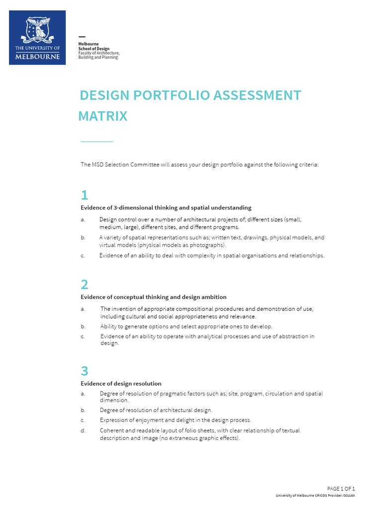 2019 MSD Design Portfolio Matrix | PDF